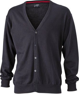 James & Nicholson Herren-Cardigan mit V-Ausschnitt - Cardigan f&uuml;r Herren mit V-Ausschnitt Gr. 56, schwarz
