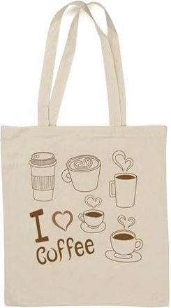 Generic Sac fourre-tout en coton naturel avec inscription &laquo; I Love Coffee &raquo;
