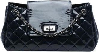 Chanel Sac bandouli&egrave;re matelass&eacute; vintage en cuir verni Pre-owned - Femme - Pre-owned - Bleu - Taille: ONE Size