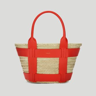 DeMellier The Santorini Panier Naturel Rouge Coquelicot Lisse DeMellier