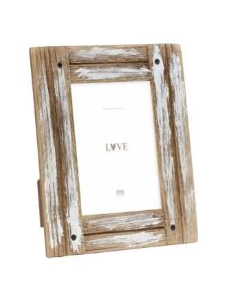Deknudt Frames DEKNUDT Frames Bilderrahmen aus Treibholz mit wei&szlig;em Finish f&uuml;r Foto 15 x 20 cm - braun - Fotorahmen S67UD1 - zum Aufstellen oder Aufh&auml;ngen
