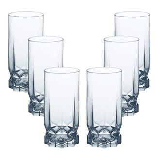 Ambition Hoche Gl&auml;ser 6 St&uuml;ck Diamond 6,5 x 6,5 x 14 cm 325 ml Gl&auml;ser-Set Wassergl&auml;ser Trinkgl&auml;ser Longdrinkgl&auml;ser elegant transparent Sp&uuml;lmaschine Mikrowelle