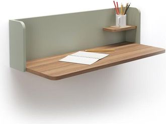 HERDASA Bureau mural, modèle VALENCIA, en mélamine. Noyer-Vert