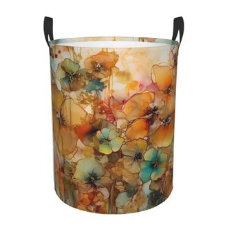 Generic Wundersch&ouml;ne, Farbenfrohe Blume Korb Aufbewahrung Rund Korb W&auml;sche Mit Henkel W&auml;schebeh&auml;lter F&uuml;r Waschk&uuml;che Schlafzimmer W&auml;schekammer