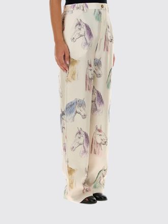 Moschino Pantalon palazzo en soie &agrave; imprim&eacute; graphique et taille moyenne