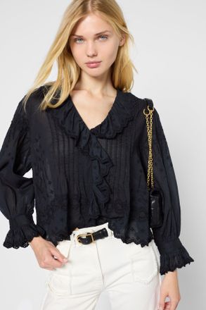Gerard Darel Chemise en coton &agrave; broderies - URTIZ - Noir