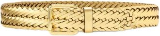 Ralph Lauren Femme, Accessoires, Jaune, Taille: S Braided Metallic Leather Belt