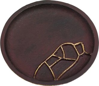 NKlaus Kerzenteller Aluminium weinrot/gold Ø 12cm Untersetzer Untertasse Kerzenhalter Linienstruktur 10360