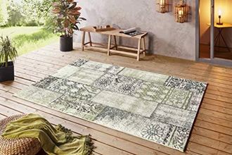 Northrugs In- und Outdoor Teppich 160x230cm - Wetterfest Klassisch Vintage Muster Patchwork-Design Läufer Terrassenteppich Balkonteppich Küchenläufer Badteppich