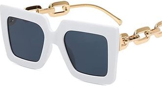 Generic Lunettes de soleil carrées à grande monture pour hommes et femmes, lunettes de soleil décoratives pour la plage en plein air (couleur : D, taille : mo