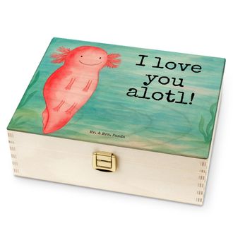 Mr. & Mrs. Panda Tee Organizer Axolotl Liebe Design - Geschenk, Freundin, Teedose, Beutel Halter, f&uuml;r, Hochzeitstag, Aufbewahrungsbox Teebeutel, Teeaufbewahrung, Freun