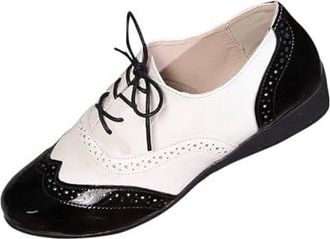 Generic Chaussures compens&eacute;es d&eacute;contract&eacute;es et confortables pour femme - Style patchwork - Cuir synth&eacute;tique - Bout pointu - Respirantes - Chaussures &agrave; lacets 