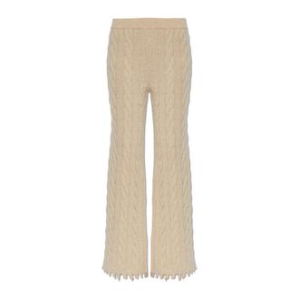 Akep Wollhose mit dekorativem Webmuster - - Trousers - Damen - Beige - S