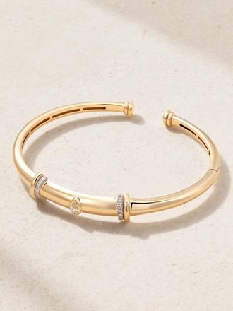 L'atelier Nawbar Warrior Armspange Aus 18 Karat Gold Mit Rhodium-auflage Und Diamanten