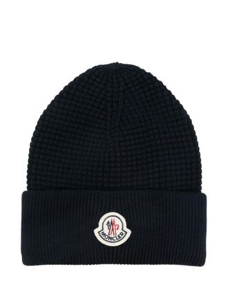 Moncler bonnet en tricot - Bleu