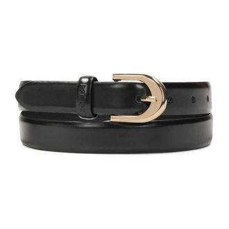 Kazar Schwarzer schmaler G&uuml;rtel mit Logo-Schlaufe - - Accessories - Damen - Schwarzk - 90 CM