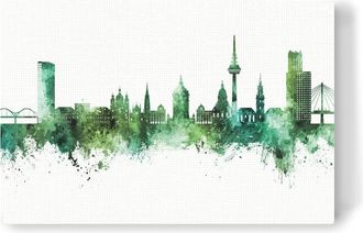 artboxONE Leinwand 120x80 cm Städte Mannheim Germany Skyline Green von Michael Tompsett