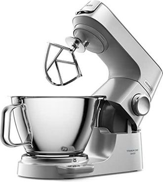Kenwood Titanium Chef Baker KVC85.004SI Robot Patissier avec Balance Int&eacute;gr&eacute;e, Inclus Ensemble P&acirc;tisserie 3 Pi&egrave;ces, Bol de M&eacute;lange de 5L et 3.5L, R&eacute;gulateur d