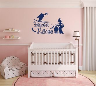 Indigos UG Wandtattoo Wohnzimmer - Wandaufkleber Hexenk&uuml;che 114cm x 60cm dunkelblau E937 - Aufkleber Kinderzimmer Schlafzimmer K&uuml;che Badezimmer B&uuml;ro Dekoration