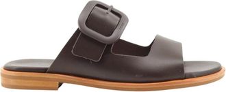 Frau Three-Strap Leather Slide - - Shoes - Damen - Braun - 36 EU