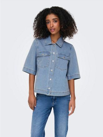 Only Jeansbluse ONLBELLE S/S SHIRT DNM GUA NOOS mit Halbarm