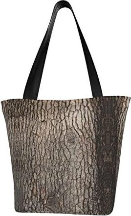 AOOEDM Nature arbre vieux pin &eacute;corce bois sac fourre-tout femmes capacit&eacute; &eacute;paule &eacute;picerie sacs