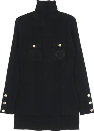 Elisabetta Franchi Femme, Pulls, Noir, Taille: 42 FR Col roul&eacute;s