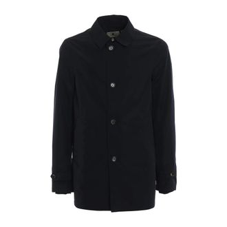 Kired Blauer winddichter Regenmantel mit Knopfverschluss - - Coats - Herren - Schwarzk - XL