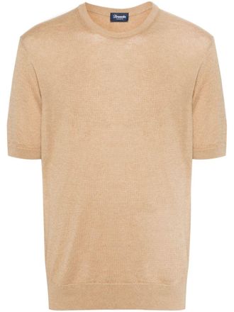 Drumohr t-shirt en lin m&eacute;lang&eacute; - Tons neutres