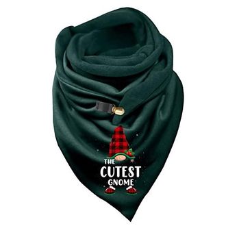 Generic Foulards épais pour femmes Foulard dhiver chaud Noël imprimé écharpe en mousseline de soie hijab, Vert, taille unique