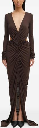 Rick Owens Poppy cut-out V-neck maxi dress - Braun