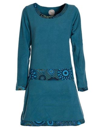 vishes Midikleid Extra warmes Winterkleid Damen Langarm Kleider Sweatkleid Fleece Elfen, Hippe, Boho, Goa Style