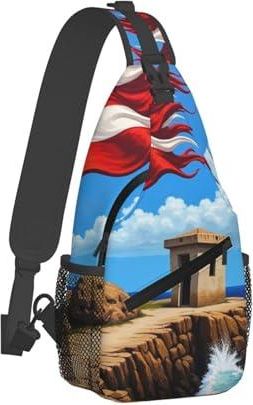 Generic Casual Sacoche Bandouliere Drapeau de Porto Rico Sac Bandouli&egrave;re Antivol Sac Poitrine pour Femme Camping Cyclisme