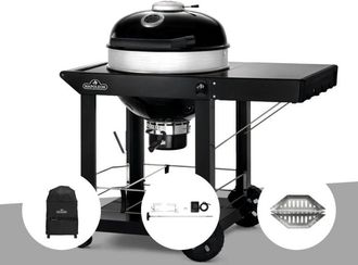 Napoleon Barbecue &agrave; charbon Kettle Pro 57 cm sur chariot + Housse de,protection + R&ocirc;tissoire + Lot de 2 paniers &agrave; charbon - Napoleon