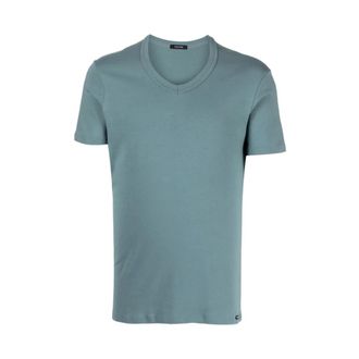 Tom Ford Homme, Tops, Vert, Taille: 2XL T-shirt en coton &agrave; col en V