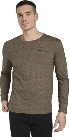 Tom Tailor Herren Gemustertes Langarmshirt 1023213, 10384 - Faded Leather Brown, XXL