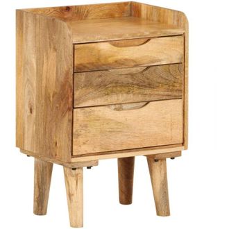 vidaXL Vidaxl - Table de chevet en bois de manguier massif - 3 tiroirs - Dimensions 40x30x59,5 cm - Style r&eacute;tro rustique pour chambre