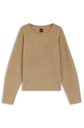 HUGO BOSS Strickpullover Fenne Premium Damenmode mit Ajourlochmuster