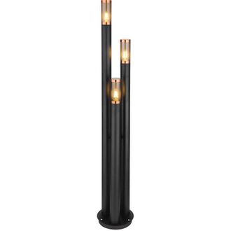Globo Lighting Lampes dextérieur en acier inoxydable Lampe dextérieur sur pied Lampe de jardin noire, cuivre fumé, 3 flammes E27, DxH 28 x 170 cm