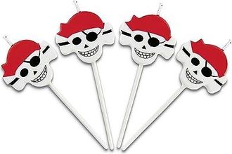 Städter Kerzen Piraten 3,5 x 9,5 cm Weiß Sticks Set, 4-teilig