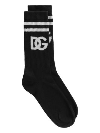 Dolce & Gabbana chaussettes à logo intarsia - Noir