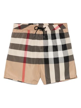 Burberry short de bain &agrave; carreaux - Tons neutres