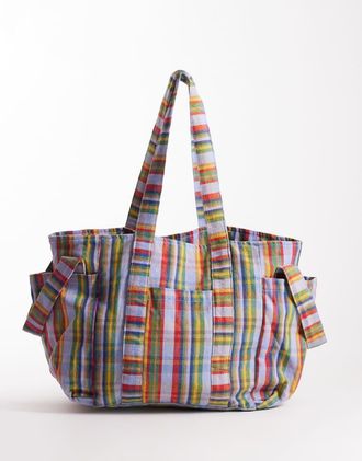 Free People Oksana - Tote bag &agrave; carreaux vari&eacute;s - Bleu-Multicolore