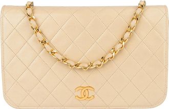 Chanel Crossbody Bags - Chanel Quilted Lambskin 24K Gold Single Flap Shoul - Gr. unisize - in Beige - f&uuml;r Damen
