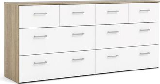 ebuy24 Spell Kommode breit 4 kleine und 4 grosse Schubladen Eiche Dekor, weiss