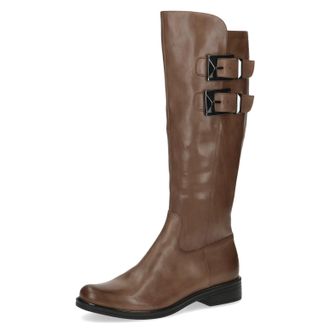 Caprice Damen Hohe Stiefel ohne Absatz aus Leder bis zum Knie Weite G, Braun (Taupe Nappa), 40 EU
