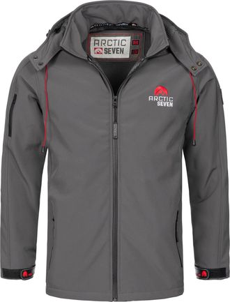 Arctic Seven Herren Softshell Jacke Funktionsjacke Outdoor Regenjacke Atmungsaktiv Fleece Innenfutter AS087 [AS-087-Dunkelgrau-Gr.5XL]