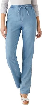 Damart Pantalon Toile Chambray Pur Coton Femme Bleu Chambray Taille 40