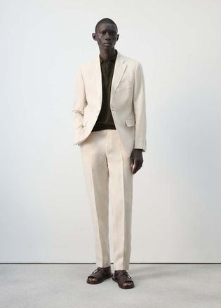 Mango Veste costume Amalfi 100 % lin slim-fit &eacute;cru - Homme - 46 - MANGO MAN