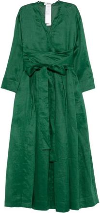 Max Mara Femme, Robes, Vert, Taille: 42 FR Camilla V-neck Tie Dress